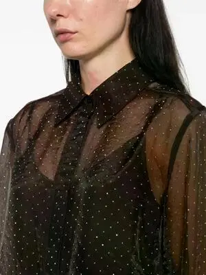 Maje Rhinestone-embellished Sheer Shirt
