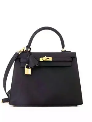 Hermès Kelly Handbag Noir Epsom With Gold Hardware 25 Satchel - Black