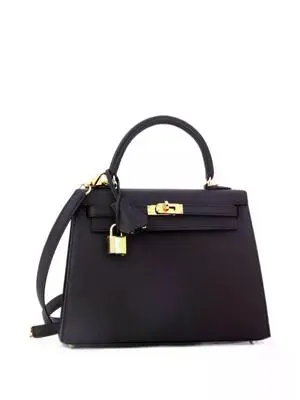 Hermès Kelly Handbag Noir Epsom With Gold Hardware 25 Satchel