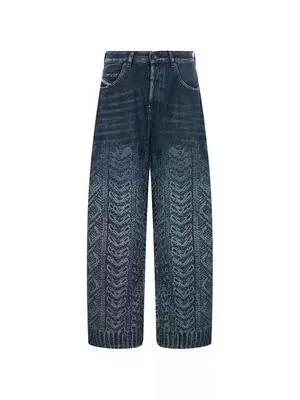 DIESEL® Cable-print Wide-leg Jeans