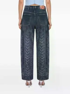 DIESEL® Cable-print Wide-leg Jeans