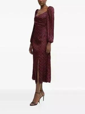 MORGAN Heart Print Ruched Midi Dress