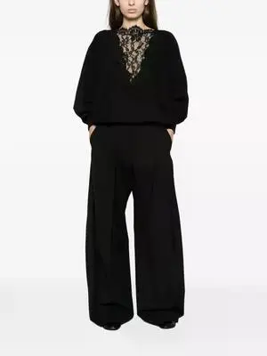 Valentino Garavani Lace-panelled Drop-shoulder Sweatshirt - Black