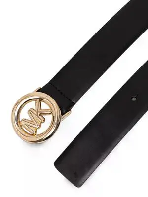 Michael Kors Logo Plaque Leather Belt - Black