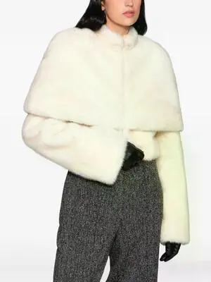 ET OCHS Vlad Cape-overlay Faux-fur Jacket - Neutrals