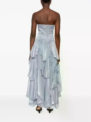 Aje Gleam Ruffled Gown - Blue
