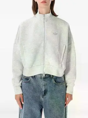 Adidas Spacer Logo-embroidered Striped-sleeve Sweater
