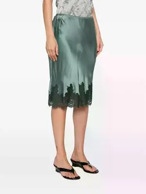 DÔEN Yellowette Lace-trim Midi Skirt - Green