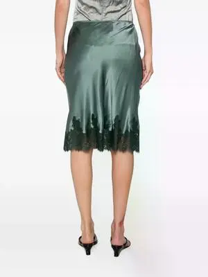 DÔEN Yellowette Lace-trim Midi Skirt - Green
