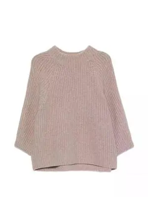 EMERSON RENALDI Ribbed Knit Raglan Sleeve Sweater - Brown