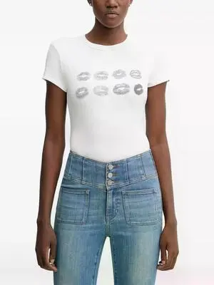 Miss Sixty Ribbed Lips Print T-shirt - White