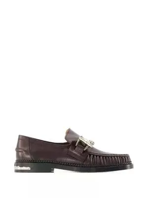 Toga Chain-embellished Ruched Loafers - Brown