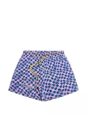 DIET STARTS MONDAY Warped Checkered Distressed Finish Shorts