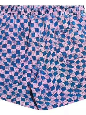 DIET STARTS MONDAY Warped Checkered Distressed Finish Shorts