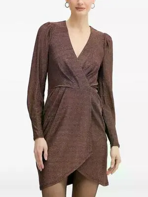 MORGAN Rnino Metallic-effect Wrap-style Mini Dress - Brown