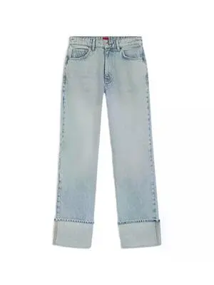 Hugo Straight-fit Jeans In Denim With Turn-ups