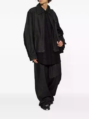Y3 Deco Stitch Distressed-effect Patch-pocket Shirt - Black