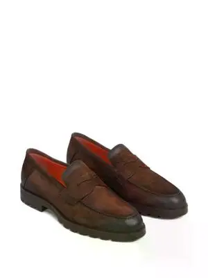 Santoni Suede Penny Loafers
