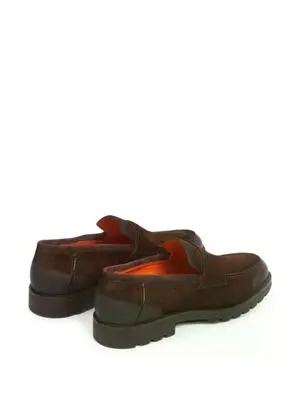 Santoni Suede Penny Loafers