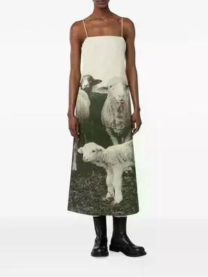 Moschino Printed Cotton Gabardine Strappy Dress