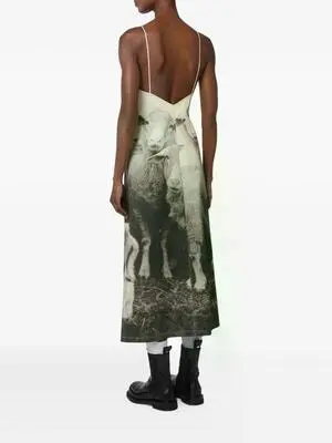 Moschino Printed Cotton Gabardine Strappy Dress