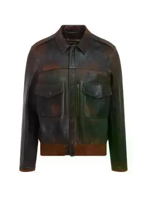 GOLDEN GOOSE Flap-pockets Leather Jacket - Brown