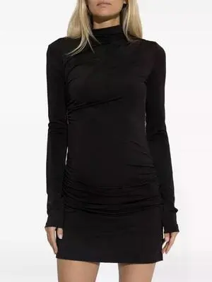 Off-White Ruched Long-sleeve Mini Dress