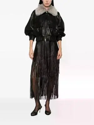 Maje Fringe-detail Midi Skirt