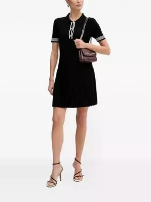 MORGAN Pleated Skirt Polo Mini Dress With Striped Accents