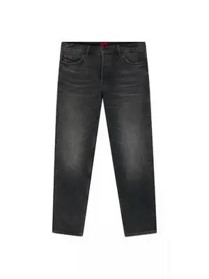 Hugo Tapered-fit Jeans In Black Stretch Denim - Grey