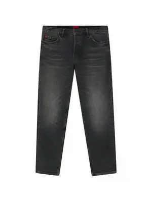 Hugo Tapered Fit Jeans In Black Stretch Denim - Grey