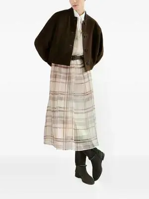 Brunello Cucinelli Macro-check Midi Skirt