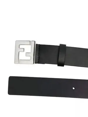 Fendi Ff Logo Buckle Leather Belt - Black