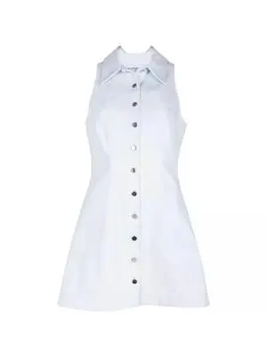 Matthew Bruch Button-up Sleeveless Mini Dress - Blue