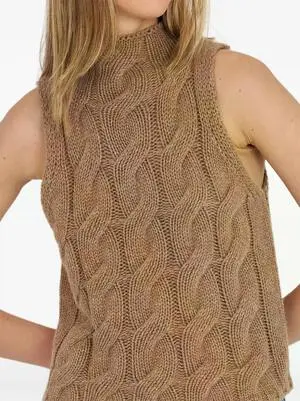 ARCHER CASHMERE ARCHER CASHMERE Lennon Cable-Knit Sleeveless High Neck Sweater