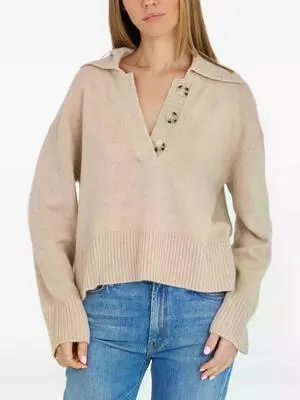 ARCHER CASHMERE Finley Button-detail Collar Sweater