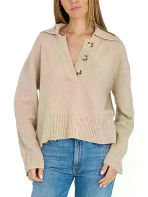 ARCHER CASHMERE Finley Button-detail Collar Sweater