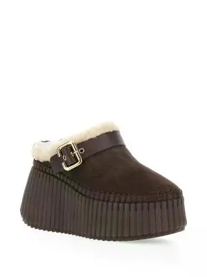 Chloé Wedge Mules - Brown
