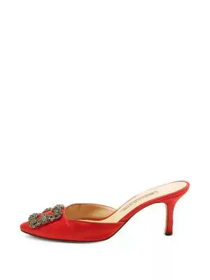 Manolo Blahnik Hangisimu Crystal-embellished Mules - Red