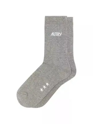 AUTRY Logo-intarsia Star-print Socks - Grey