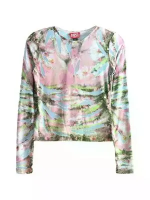 DIESEL® Alia Distressed Floral Print Long Sleeve Top