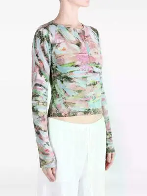 DIESEL® Alia Distressed Floral Print Long Sleeve Top