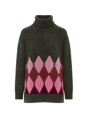 BALLANTYNE Argyle Roll-neck Sweater