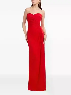 Elie Saab Strapless Draped Maxi Dress - Red
