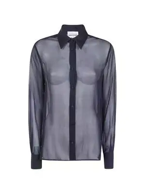 SEMICOUTURE Sheer Button-up Shirt - Black