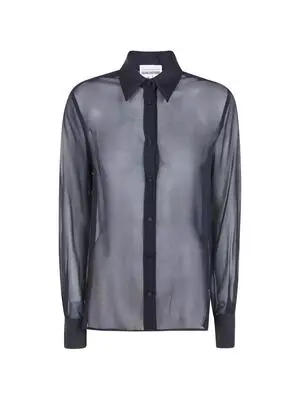 SEMICOUTURE Sheer Button-up Shirt - Black