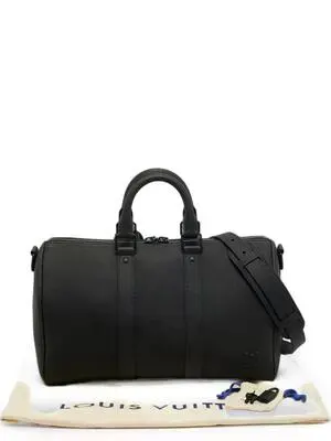 LOUIS VUITTON Keepall Bandoulière Aerogram Duffel Bag - Black