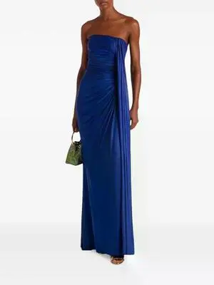 Elie Saab Strapless Draped Maxi Dress - Blue