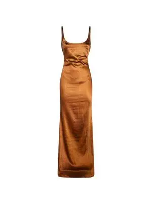 Elisabetta Franchi Snakeskin-effect Bow-detail Maxi Dress - Brown