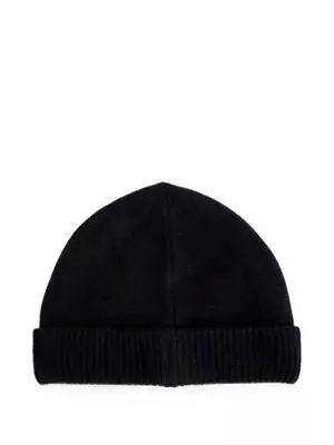 Emporio Armani Logo-plaque Ribbed-trim Beanie Hat